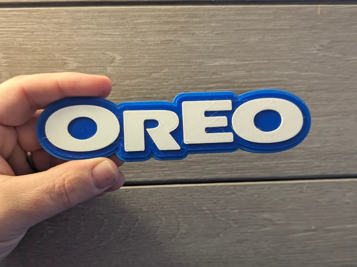 OREO cookie logo hanging sign plaque - Free 3D Print Model - MakerWorld