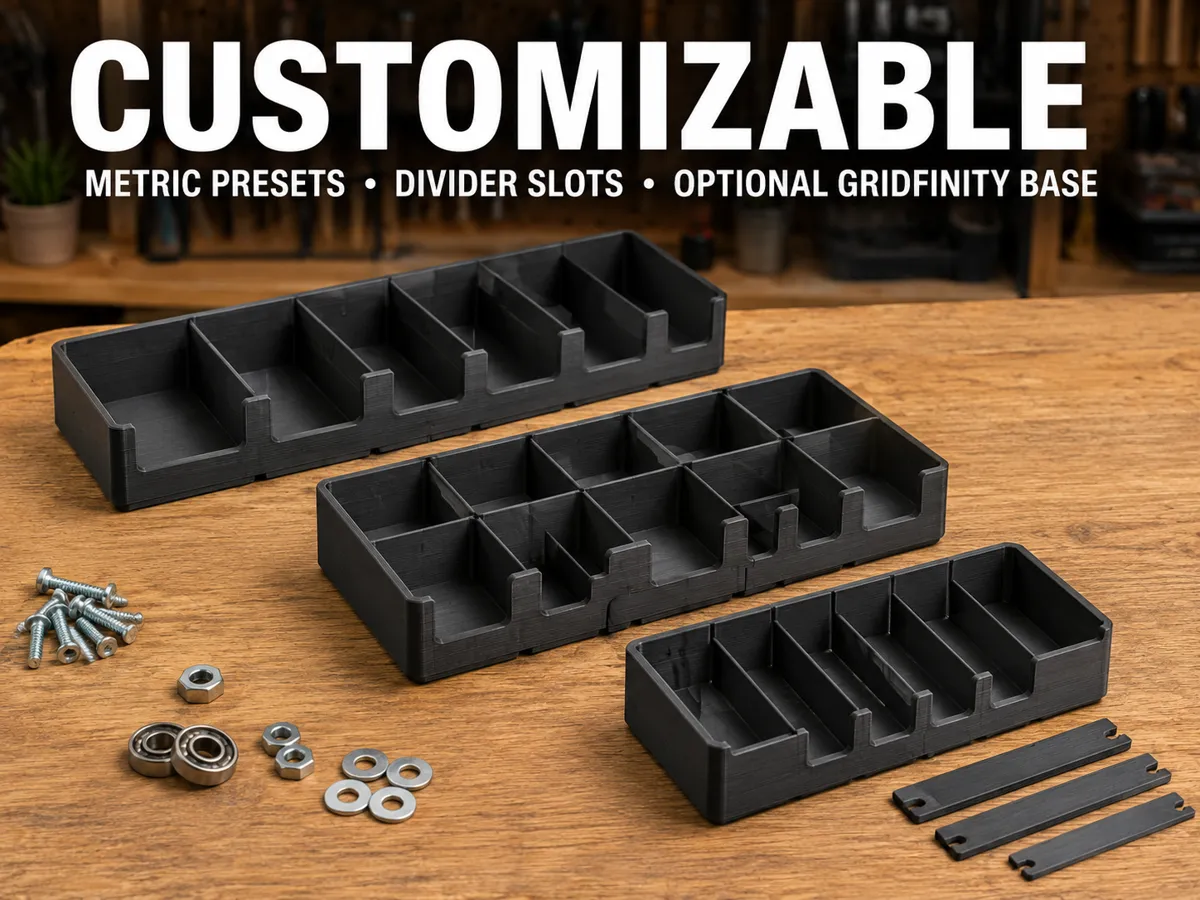 HardwareGrid Customizable Hardware Organizer Bin - Free 3D Print Model ...