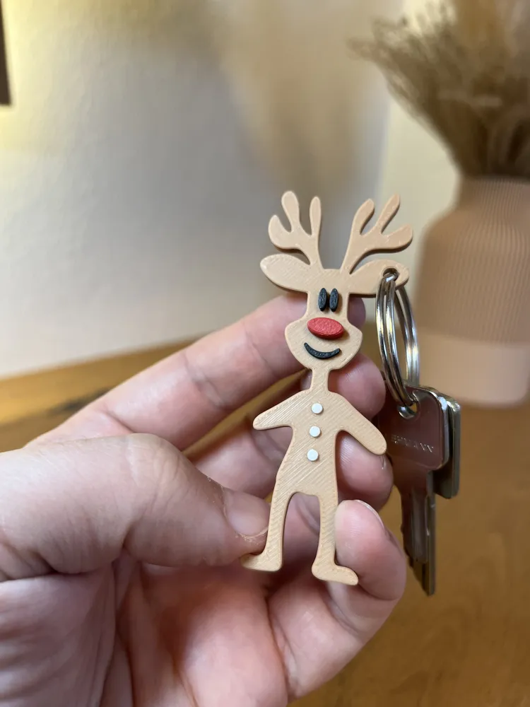 Rudolf the Reindeer // Keyring - Free 3D Print Model - MakerWorld