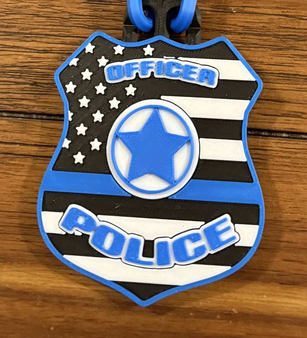 kids Police Badge with chain blue line by majic723 MakerWorld: Download ...