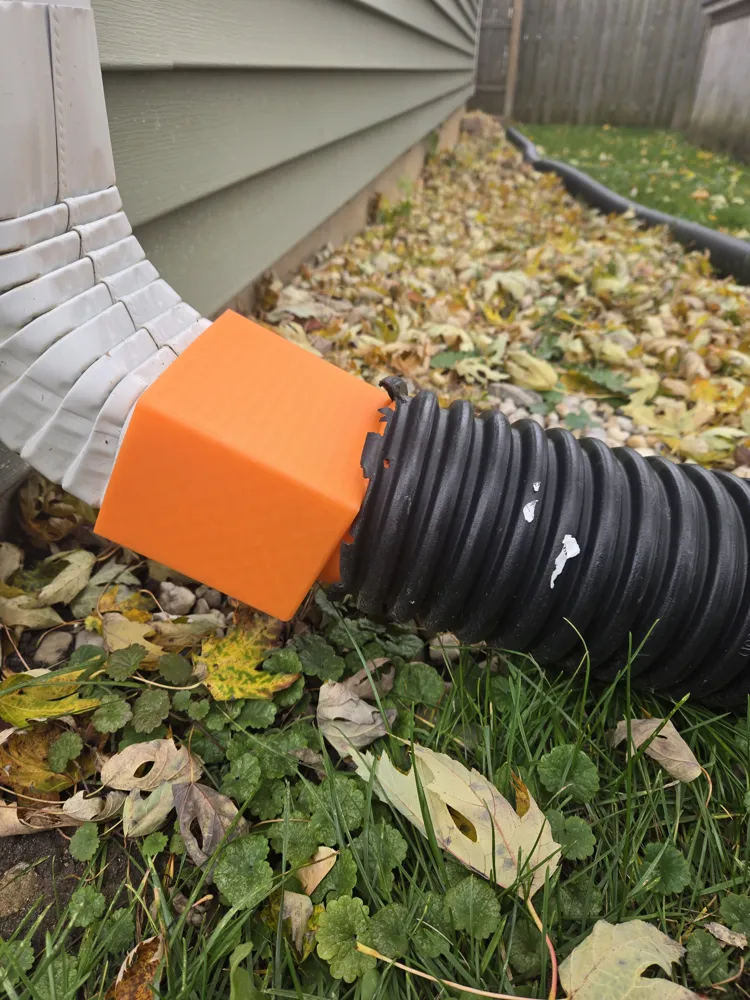 3x4 Downspout A/B Elbow to 4" Drain Tile Adapter - Free 3D Print Model ...