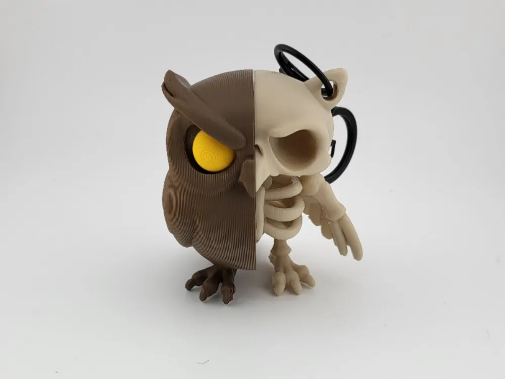 Kawaii Skeleton Owl Keychain Cute Bone Bird Charm - Free 3D Print Model ...