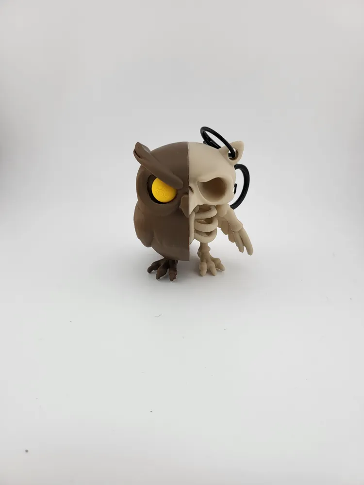 Kawaii Skeleton Owl Keychain Cute Bone Bird Charm - Free 3D Print Model ...