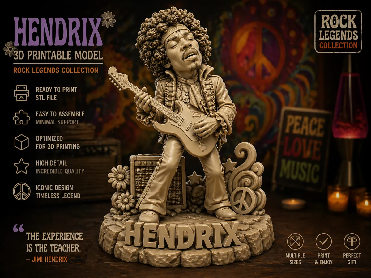 Hendrix – Serie Leyendas del Rock - Modelo de impresión 3D gratuito ...