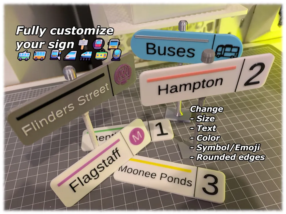 Station signs - Make your own - Custom parametric - Free 3D Print Model ...