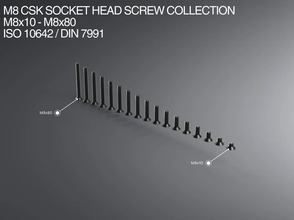 M8 CSK Socket Head Screw Collection M8x10-M8x80 by Tycho Design ...