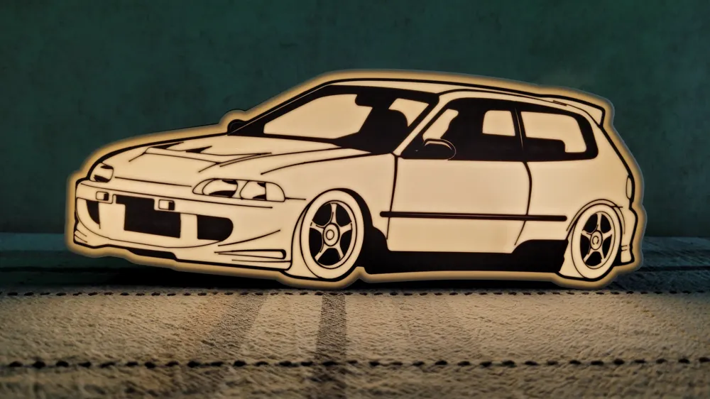 Honda Civic Hatch Silhouette by Nostalgicprints MakerWorld: Download ...