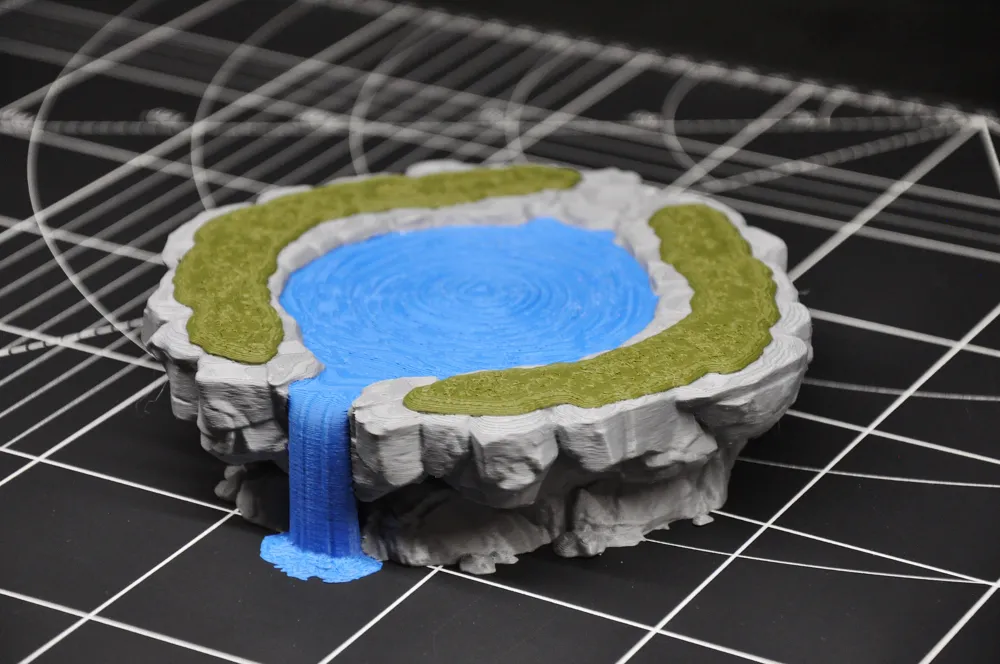 Stone island with water spring and waterfall - Free 3D Print Model ...
