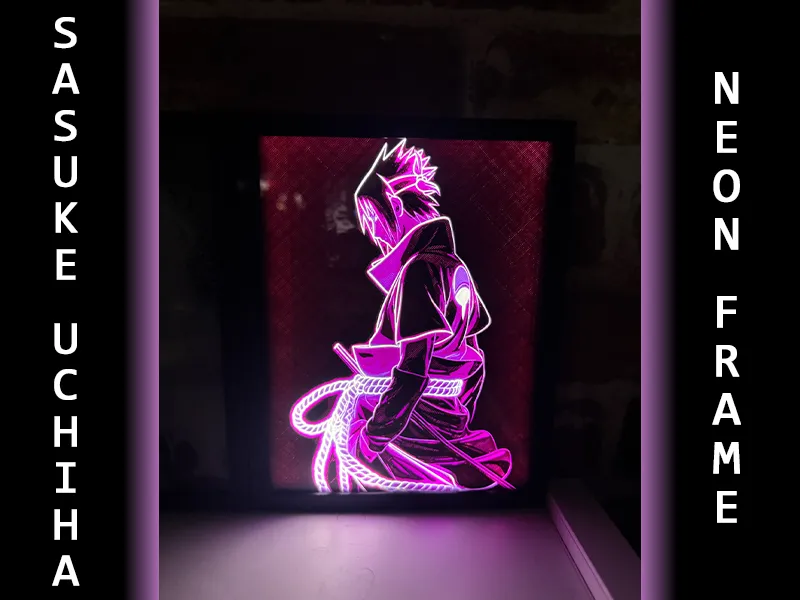 SASUKE UCHIHA / NARUTO Neon Frame by 3DPrintica - MakerWorld