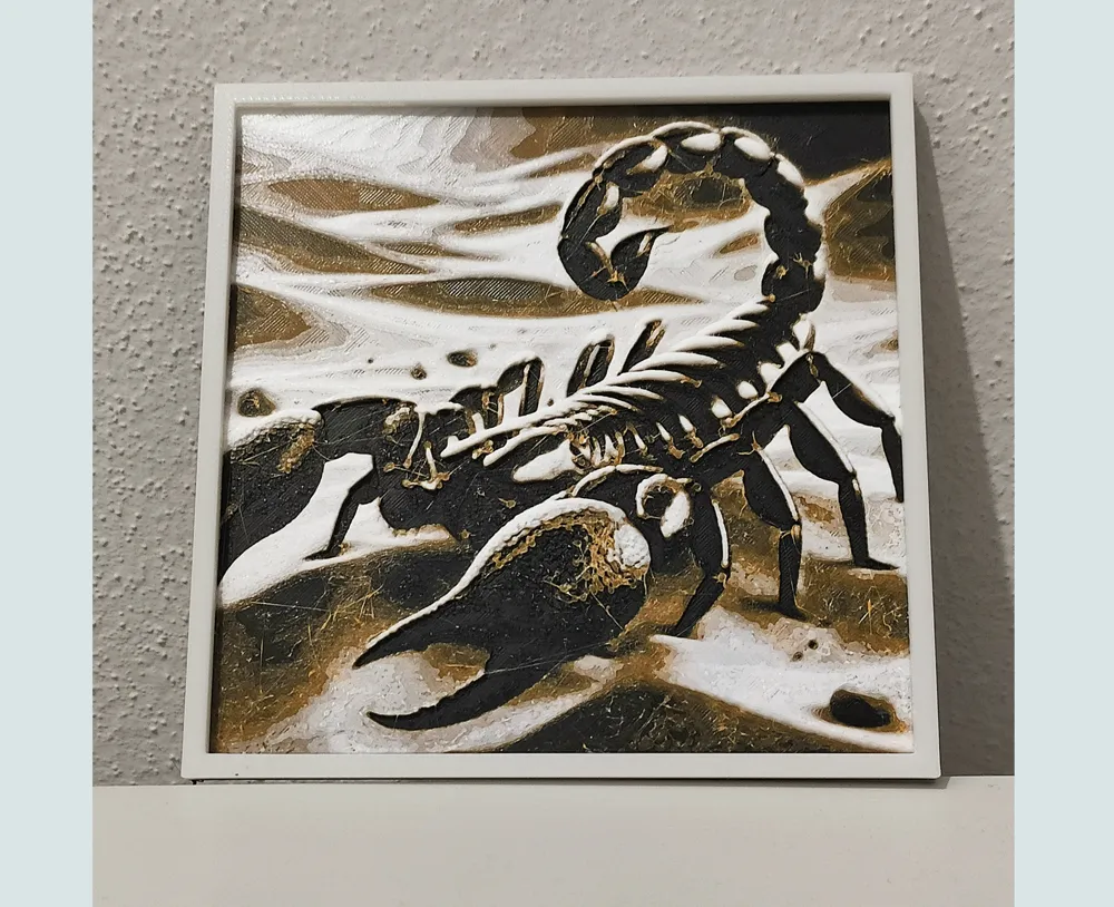 Scorpion Hueforge picture with frame by 3DHobby - MakerWorld