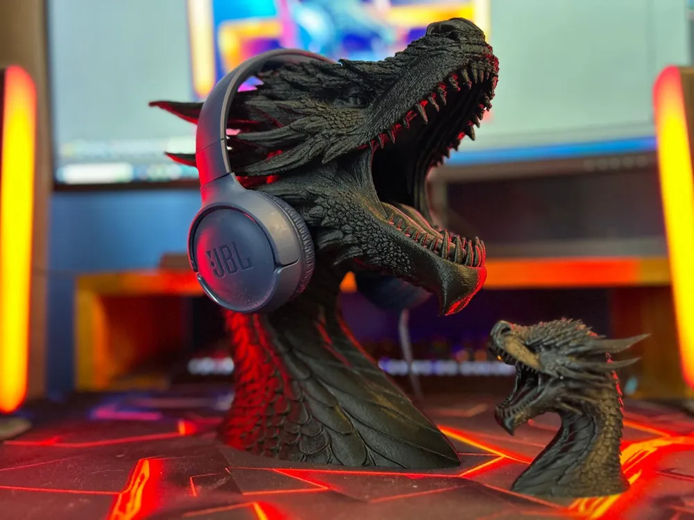 Dragon headphone holder + LIGHT by BondFire MakerWorld: Download Free ...