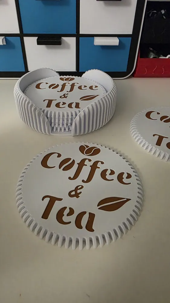 Coffee & Tea Coasters with Holder – 95mm Round - Free 3D Print Model ...