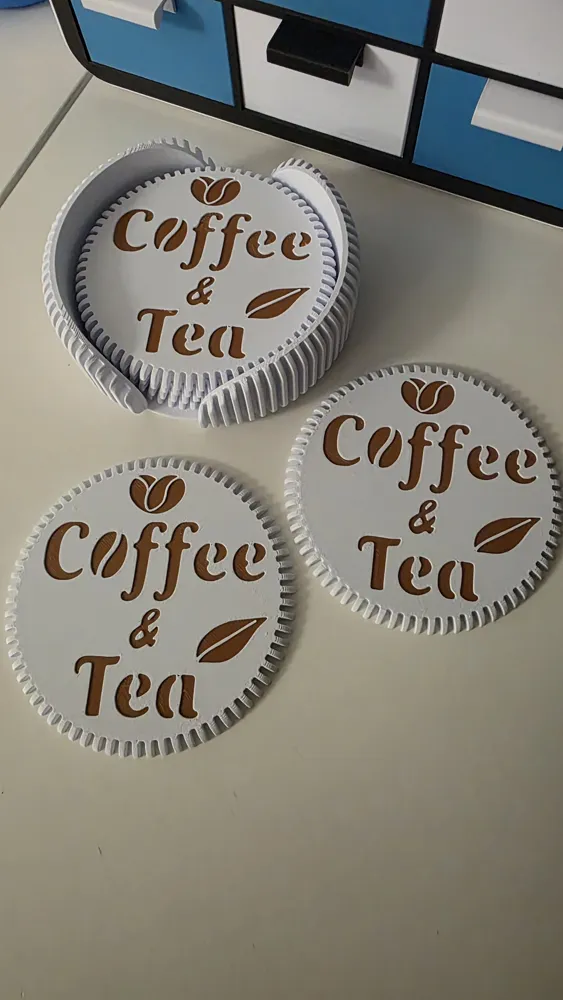 Coffee & Tea Coasters with Holder – 95mm Round - Free 3D Print Model ...