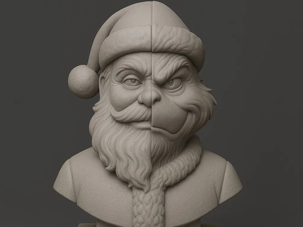 Grinch x Santa - Elegant 3D Bust by WorldOfLayers MakerWorld: Download ...
