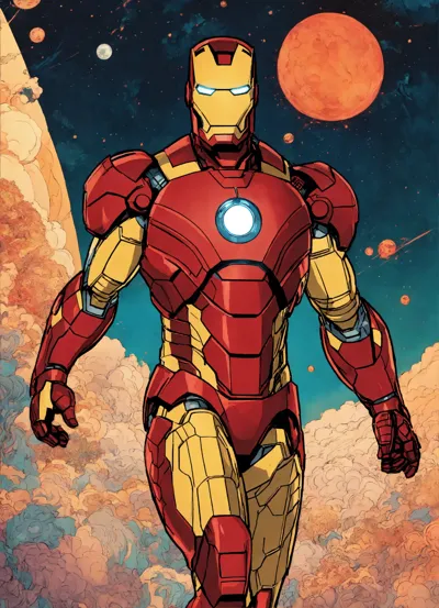 Iron Man in space hueforge by Xasmukarman - MakerWorld