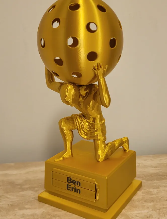 Pickleball Trophy with Swappable Name Plates - Free 3D Print Model ...