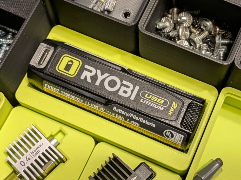 Gridfinity Ryobi usb battery bin - Free 3D Print Model - MakerWorld