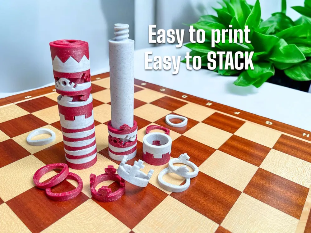 STACKABLE RING CHESS (All printable parts!) by Lechadias - MakerWorld