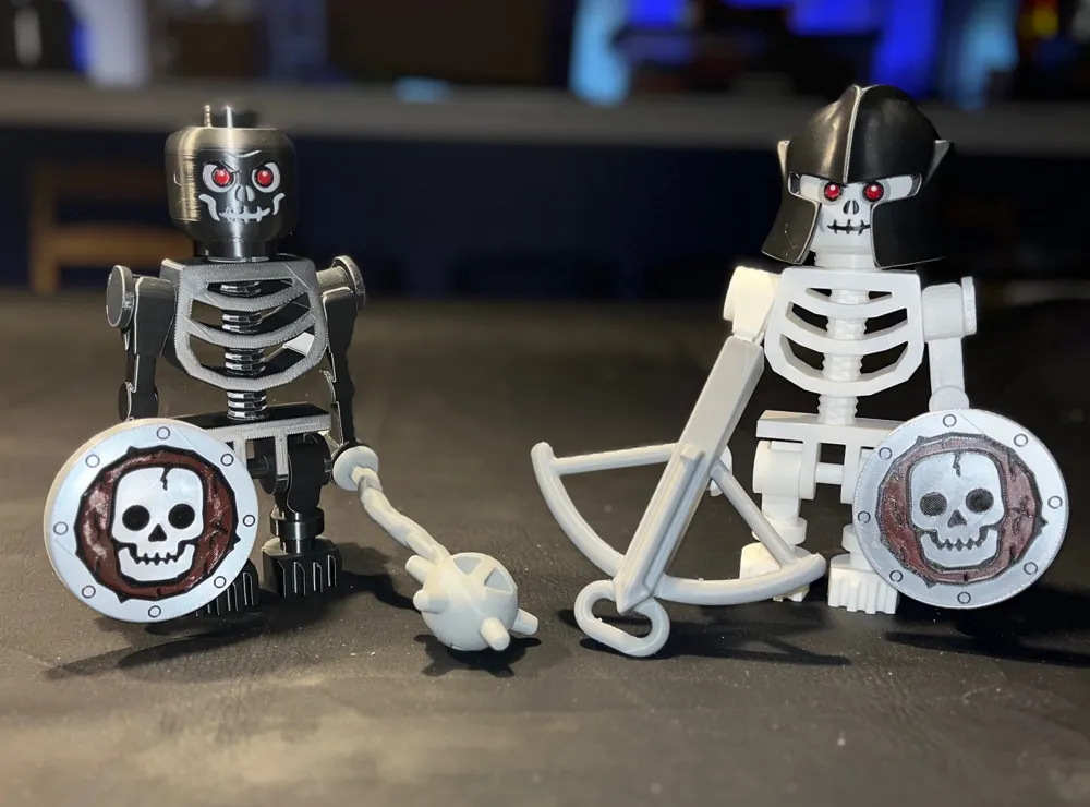 Mega-Brick Skeleton Warrior Minifigs (5:1 Scale) - Free 3D Print Model ...