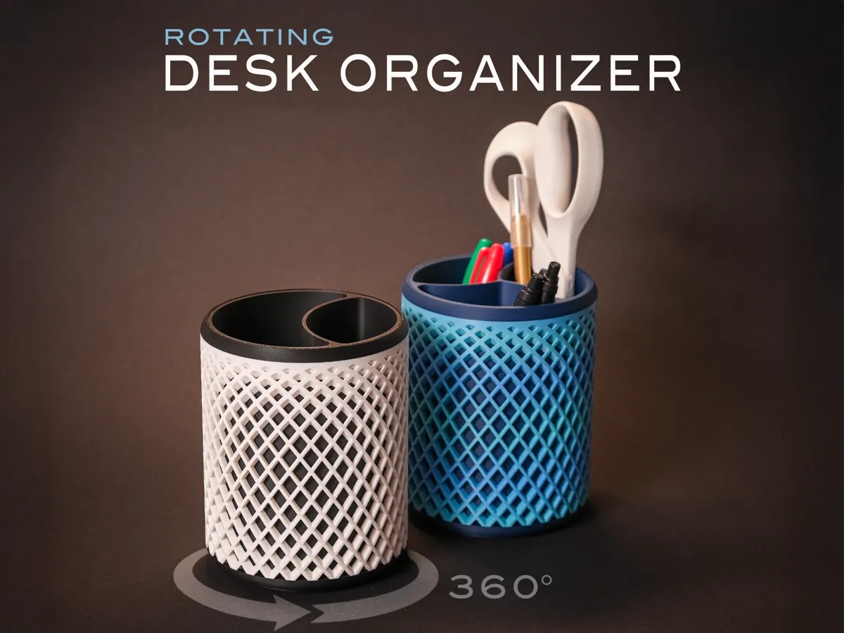 360 Rotating Desk Organizer - Free 3D Print Model - MakerWorld