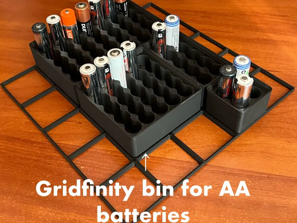 Gridfinity bin/holder for AA batteries by Rumple - MakerWorld