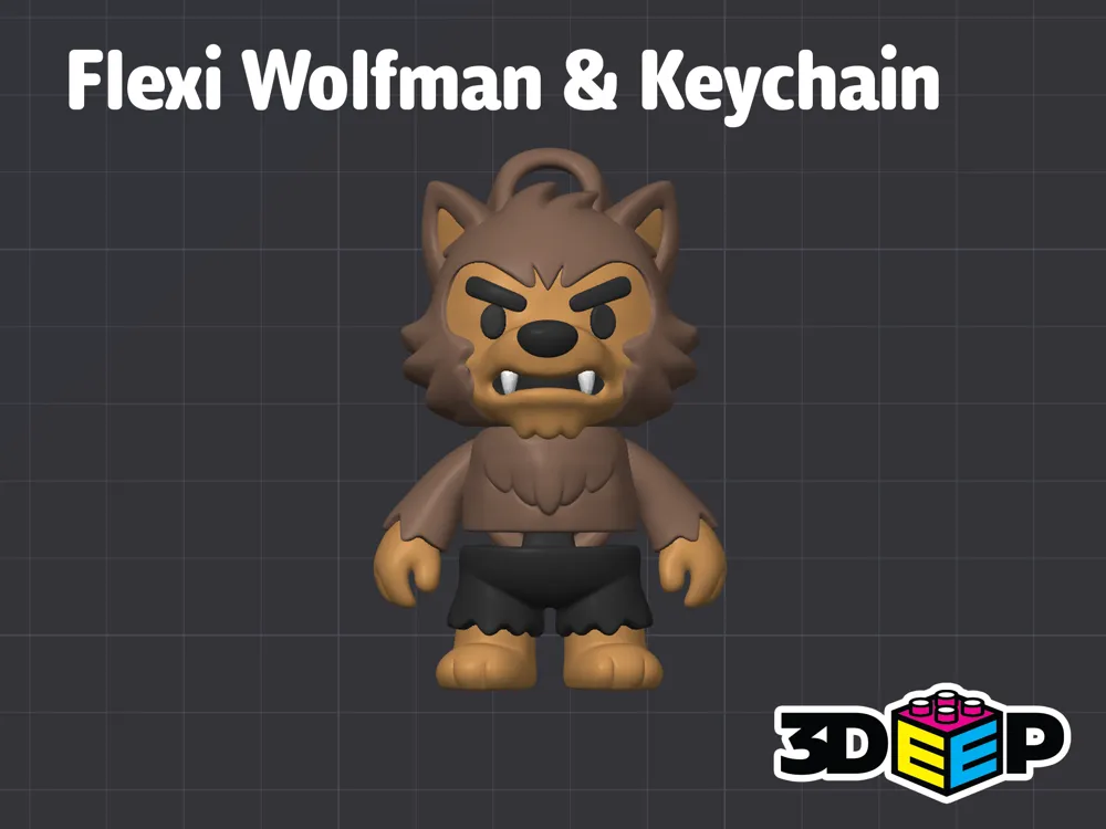 Flexi Wolfman & Keychain - NO SUPPORTS - Free 3D Print Model - MakerWorld