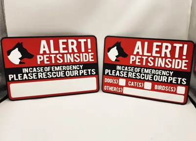 Alert! Pets Inside Signs - 3 Color by TripleGWorkshop - MakerWorld