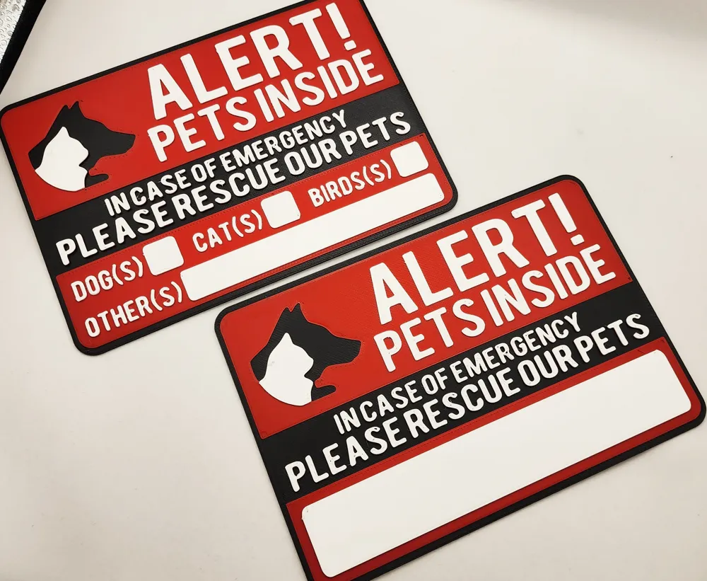Alert! Pets Inside Signs - 3 Color by TripleGWorkshop - MakerWorld
