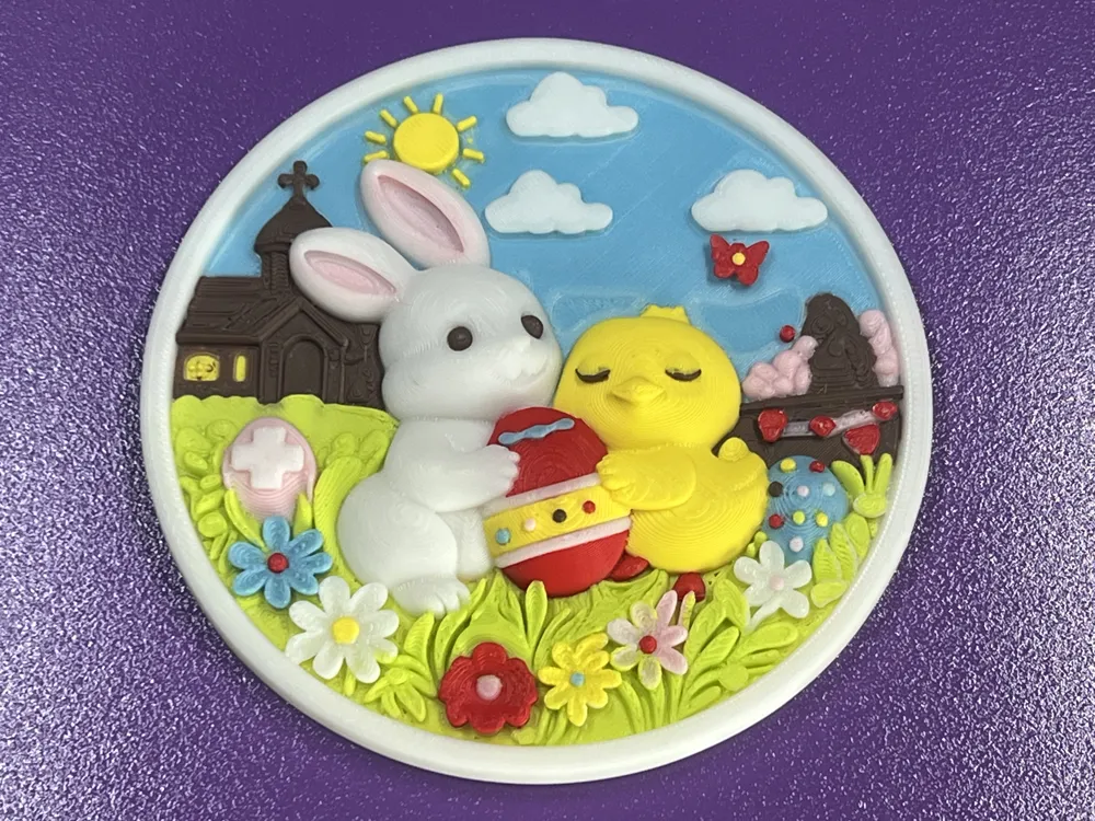 Easter Hug – 3D Multicolor Diorama Magnet - MakerWorld 3D Model | 3Drop