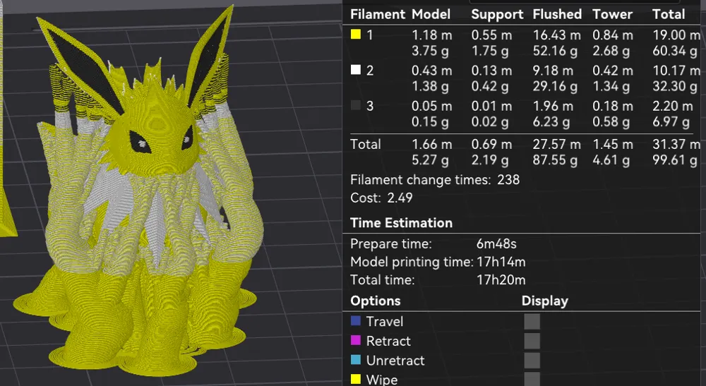 Jolteon Pokemon 3 Color 46mm tall - Free 3D Print Model - MakerWorld