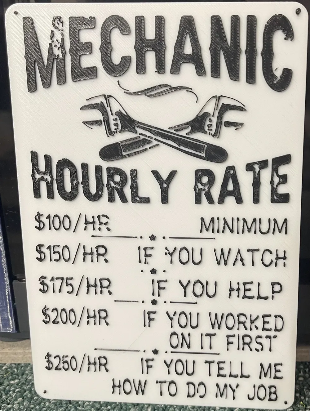 Sign Mechanic Hourly Rate by ideat0m MakerWorld: Download Free 3D Models