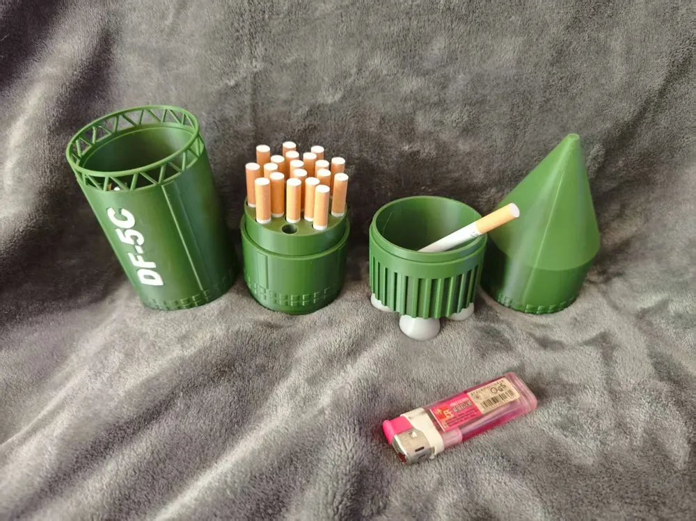 东风-5C香烟储藏盒带烟灰缸 来自 Max_one MakerWorld：免费下载 3D 模型