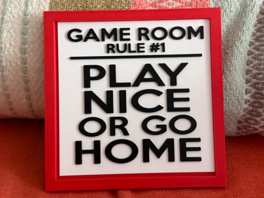 Game Room Rule Sign - Free 3D Print Model - MakerWorld
