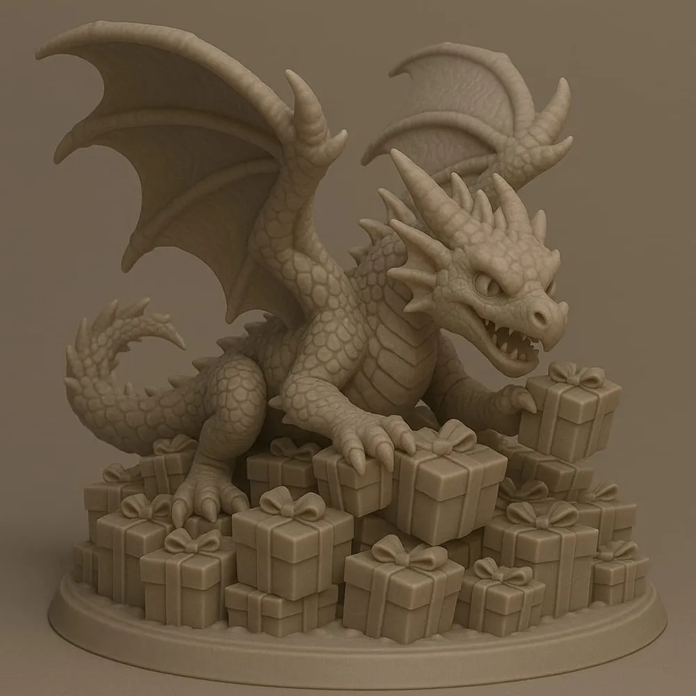 Festive Dragon Guardian - Christmas Gift Pile by fabian.winkler89 MakerWorld: Download Free 3D ...