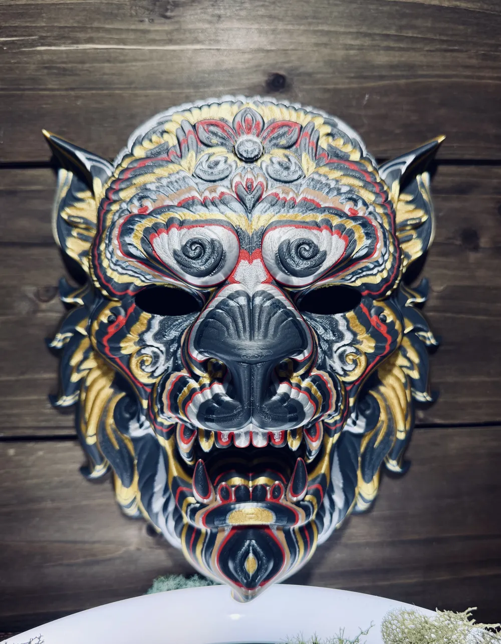 Lobo del Fuego Wolfman Mask sugar skull colorstack - Free 3D Print ...