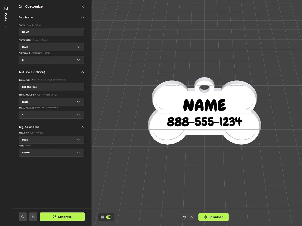 Dog Tag Generator - Bone - Free 3D Print Model - MakerWorld