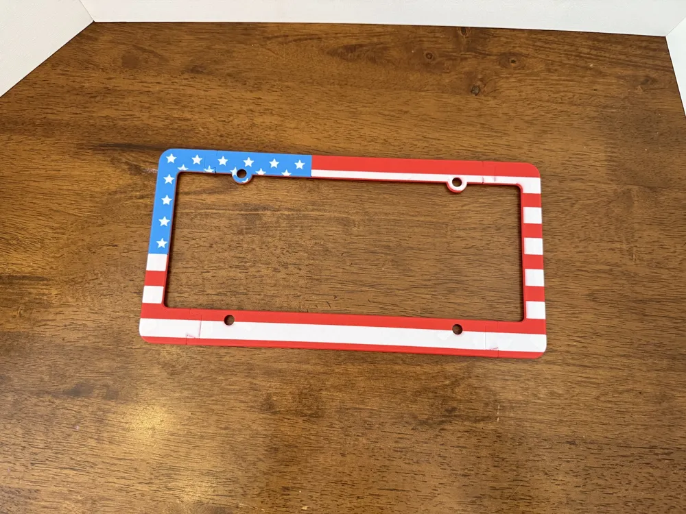 USA 3 Color Flag License Plate Frame - Free 3D Print Model - MakerWorld