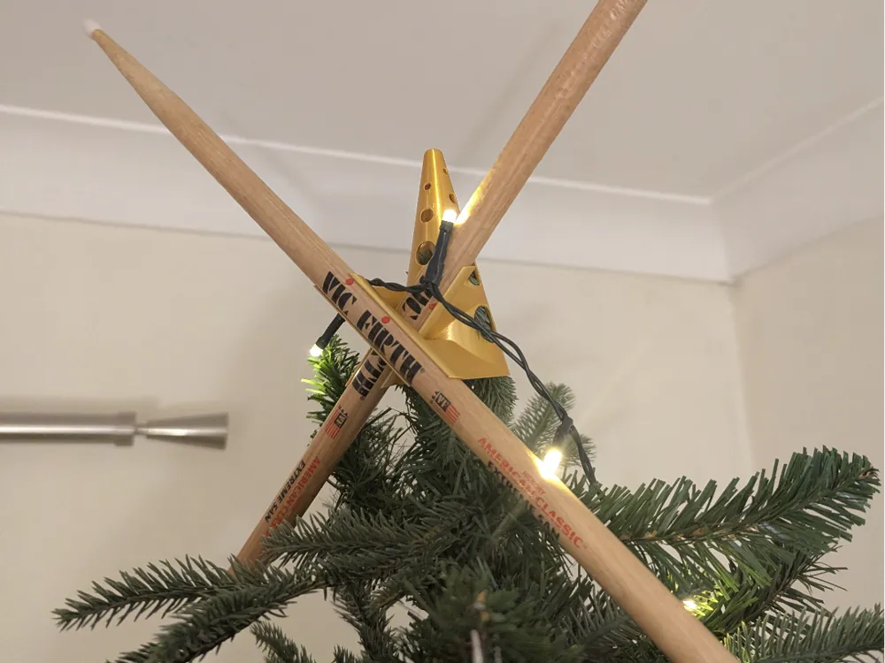Drumsticks Christmas tree topper - Free 3D Print Model - MakerWorld