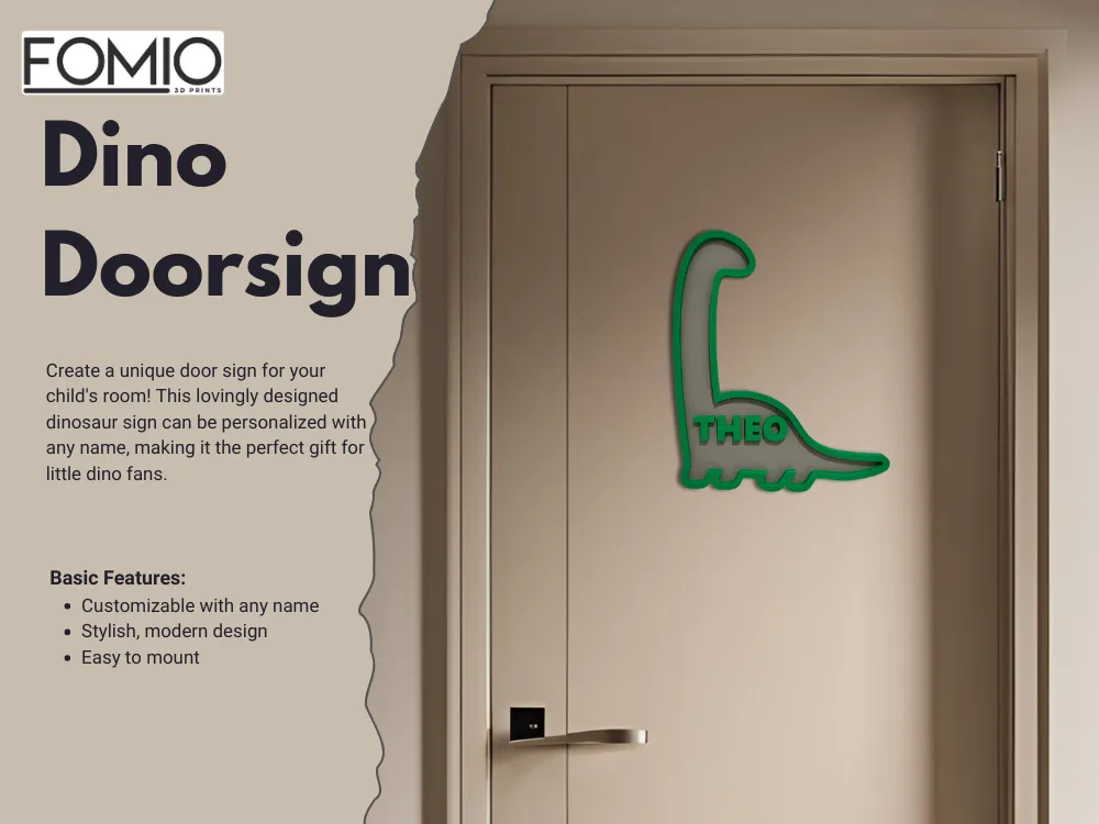 Dinosaur Door Sign – Customizable with Name - Free 3D Print Model ...