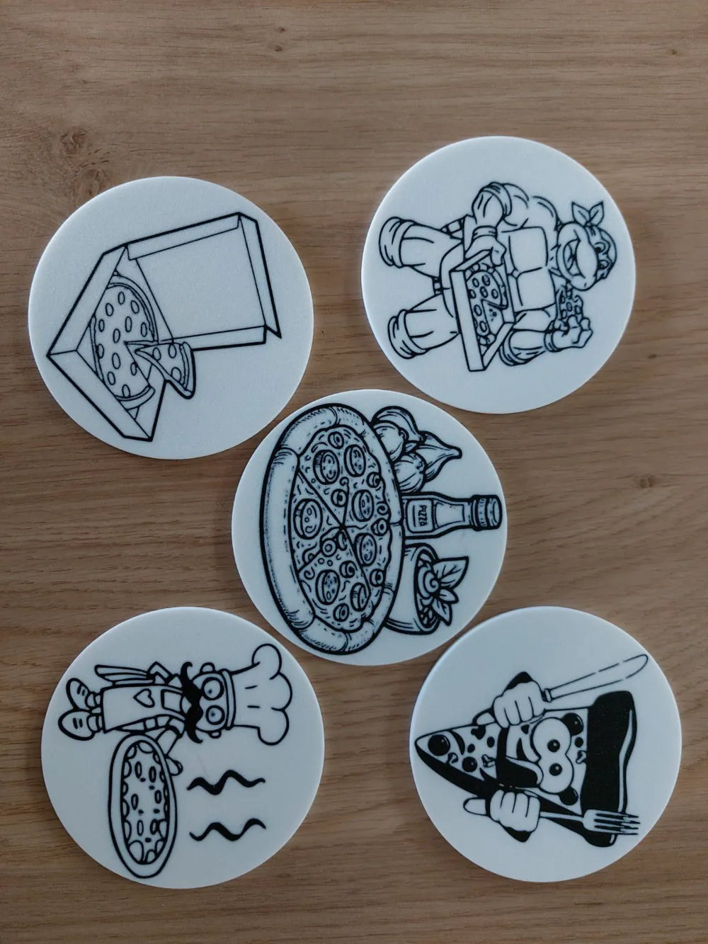 5 Pizza Coasters by Copovich - MakerWorld