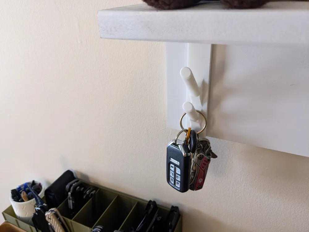 Key & Hat Hook, Long No Screws - Free 3D Print Model - MakerWorld