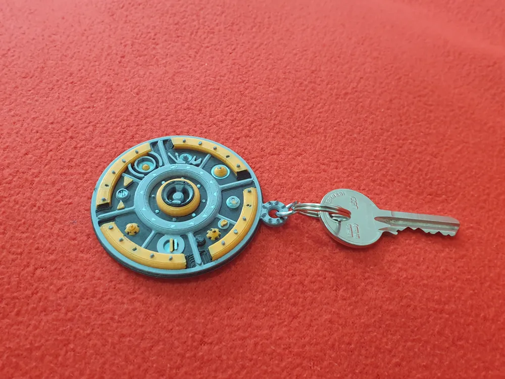 Futuristic vault door keychain by constantinost - MakerWorld