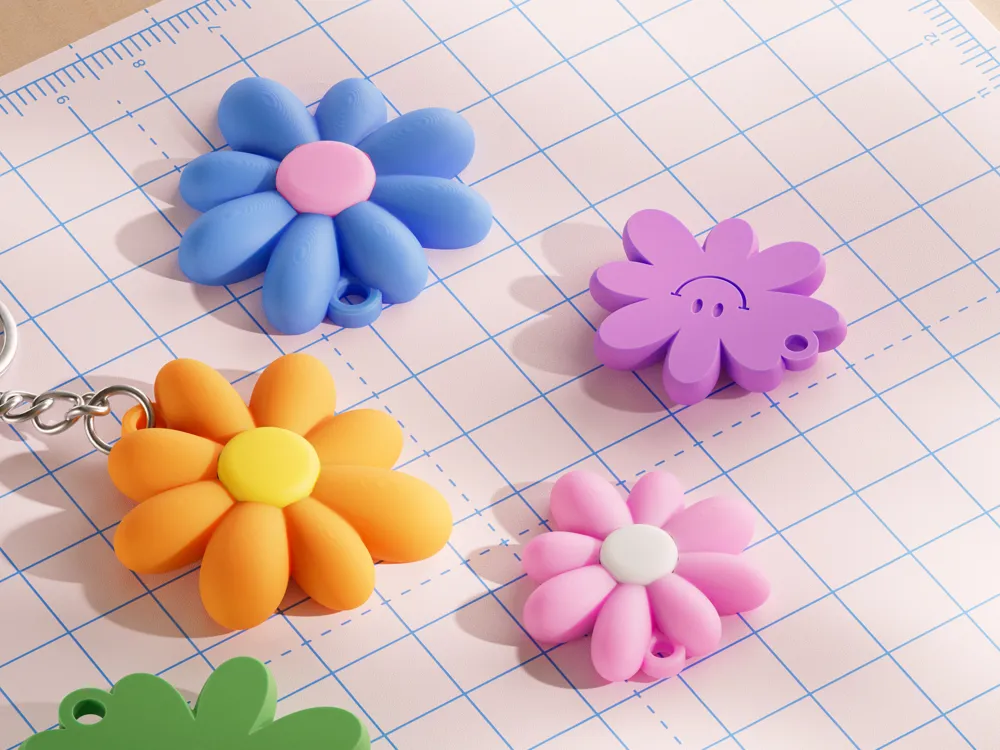Flower Keychain Two Tone - Free 3D Print Model - MakerWorld