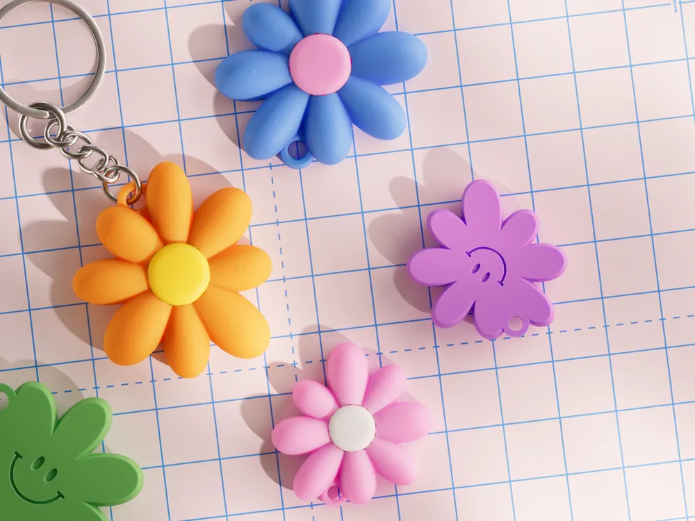 Flower Keychain Two Tone - Free 3D Print Model - MakerWorld