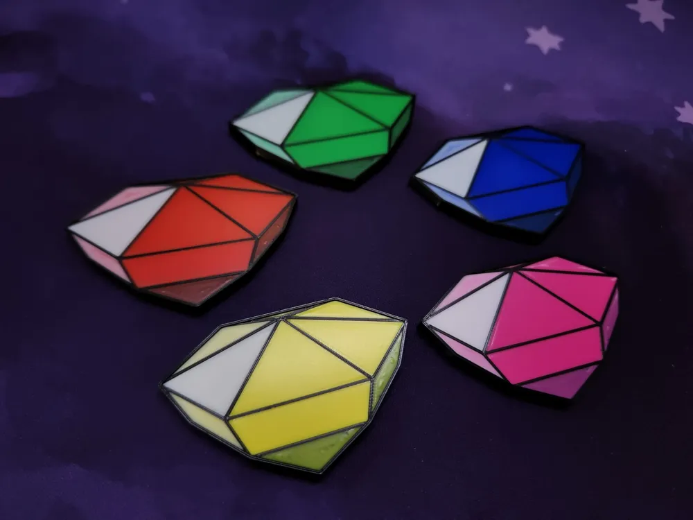 Spyro 1 Gem Magnets Sets - Side/Angled Views by Amethyst3D - MakerWorld