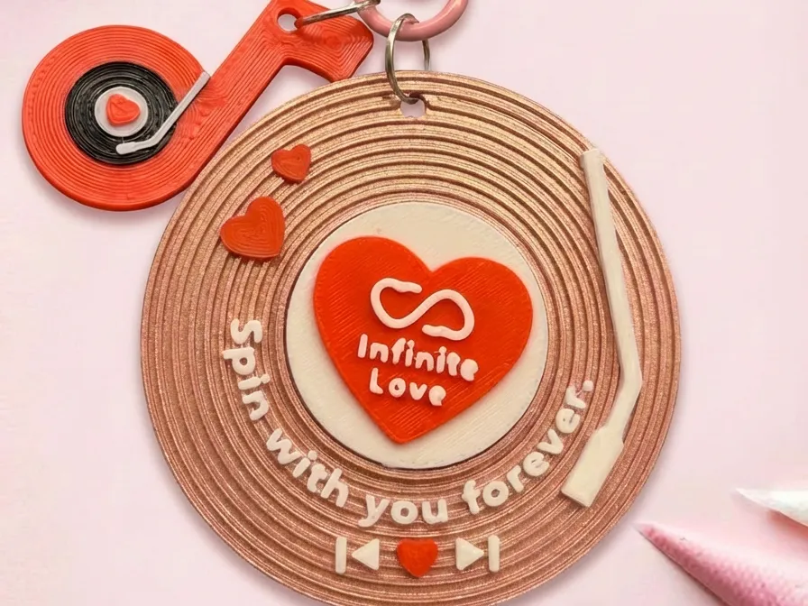 Heartbeat Groove - NFC Vinyl Record Keychain - Free 3D Print Model ...