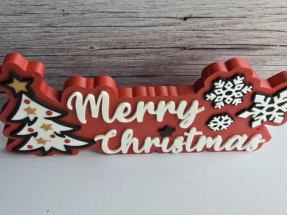 Merry Christmas Sign (2) (Alt) - Free 3D Print Model - MakerWorld