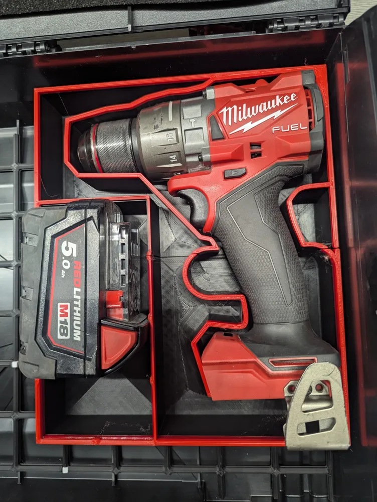 Milwaukee M18 Drill Gridfinity insert(M18FPD3-0X) - Free 3D Print Model ...