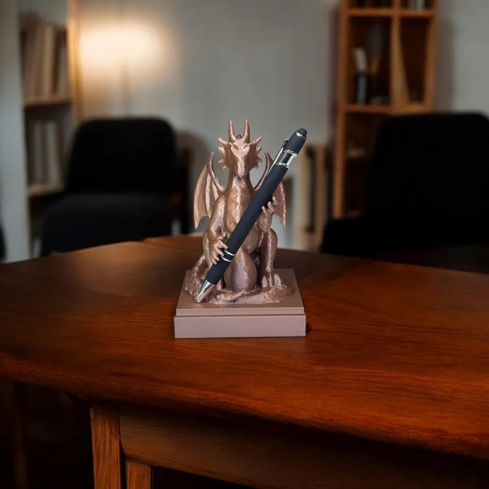 Dragon Pen Holder Sculpture, Desktop Decor by Calegu MakerWorld ...