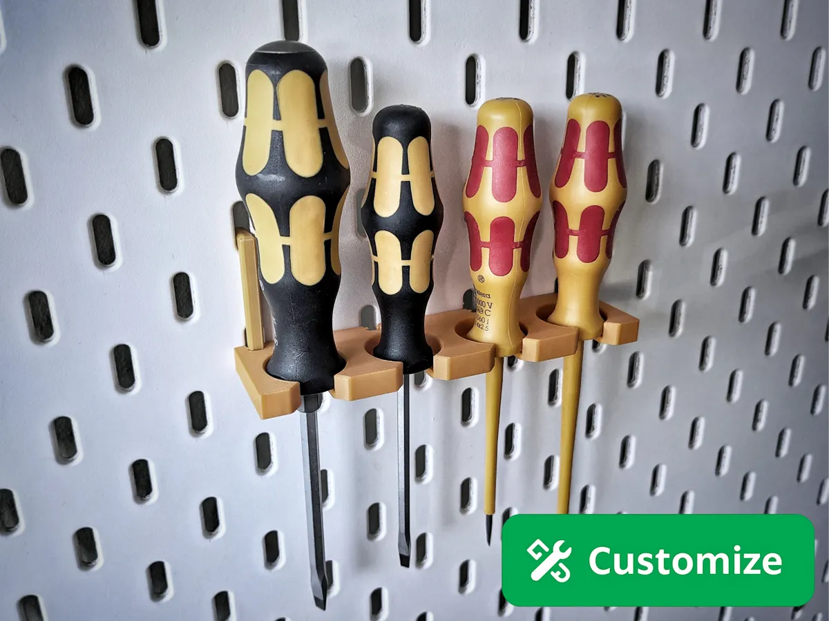 Parametric Screwdriver Shelf for Ikea Skadis - Free 3D Print Model ...